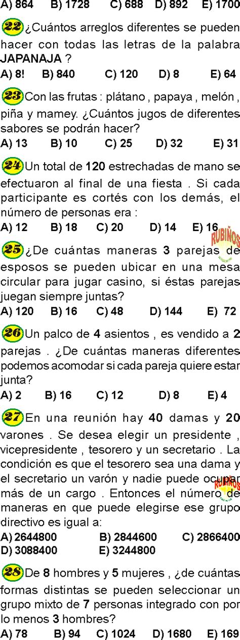 AnÁlisis Combinatorio Ejercicios Resueltos Pdf