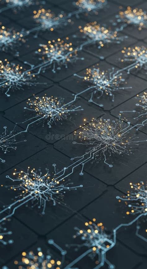 Abstract Glowing Network Circuit Pattern Stock Illustration