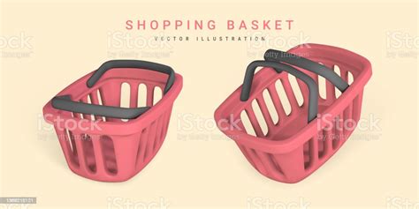3d 빈 빨간 쇼핑 바구니 쇼핑 컨셉 벡터 일러스트레이션 3차원 형태에 대한 스톡 벡터 아트 및 기타 이미지 3차원 형태 가방 계산대 Istock