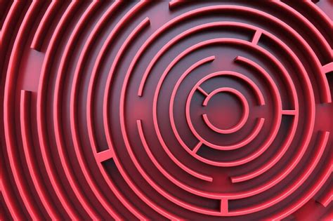 Premium Photo Circular Maze View From Above Red Style