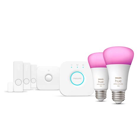 Hue Starter Kit 3 Contact Sensors 1 Motion Sensor 2 E26 Bulbs Hue Bridge White