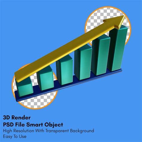 3d renderizar o ícone do gráfico linear fundo transparente PSD