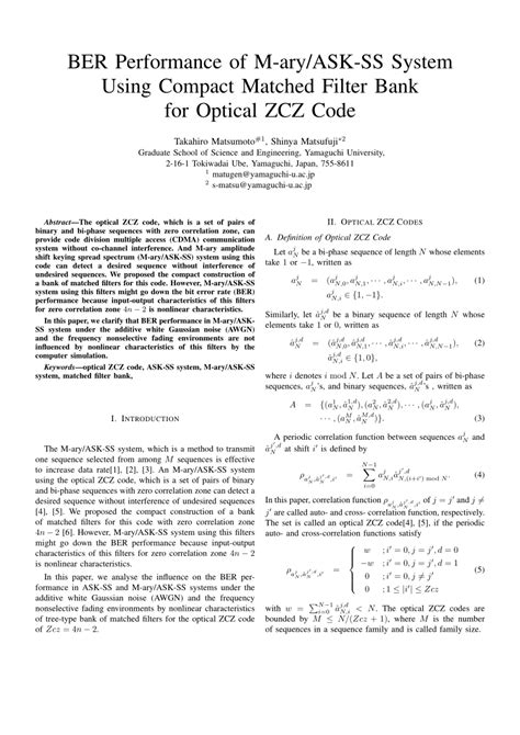 Pdf Ber Performance Of M Ary Ask Ss System Using Compact Matched