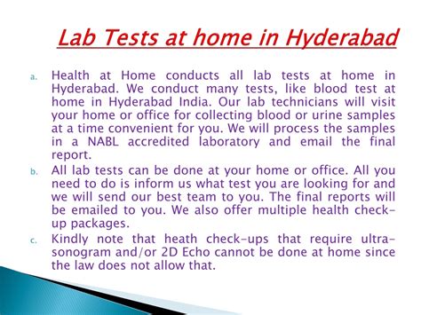 PPT Lab Tests At Home In Hyderabad PowerPoint Presentation Free Download ID