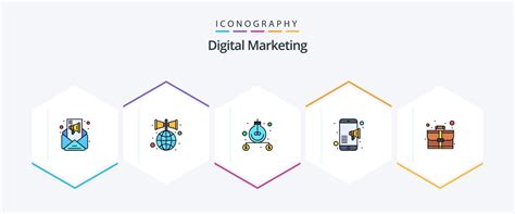 Digital Marketing 25 Filledline Icon Pack Including Case Business