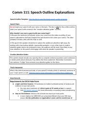 Comm 111 Speech Outline Explanations Docx Comm 111 Speech Outline