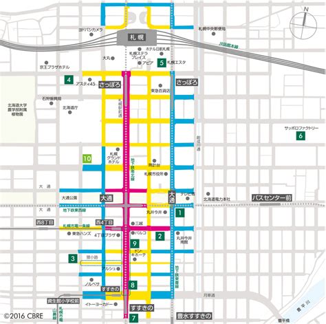 札幌エリアの路面貸店舗賃料相場2016年 【cbre】