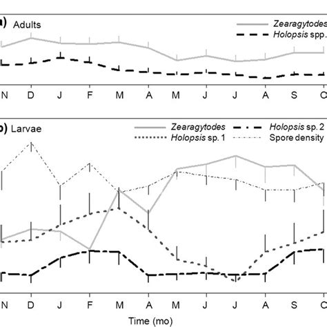 Temporal Population Synchrony R Of Spore Feeding Beetles The Shaded Download Scientific