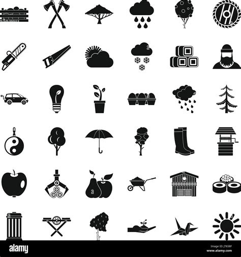 Big Tree Icons Set Simple Style Stock Vector Image Art Alamy