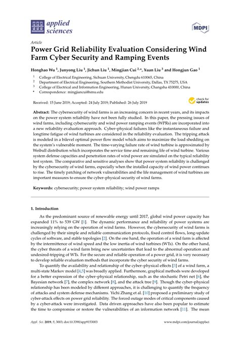 Pdf Power Grid Reliability Evaluation Considering Wind Farm Cyber
