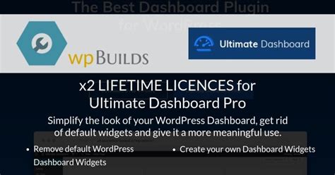x2 lifetime licences for ultimate dashboard pro wp builds
