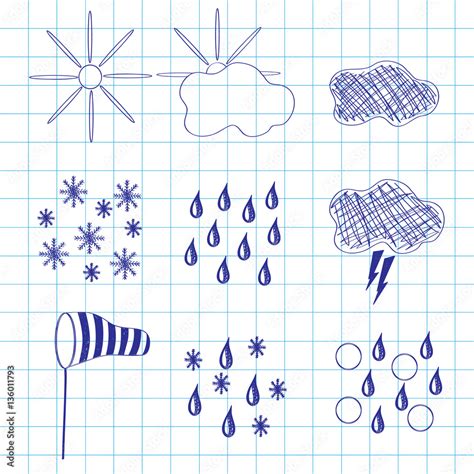 Set Of Icons Of Weather Stock Vektorgrafik Adobe Stock