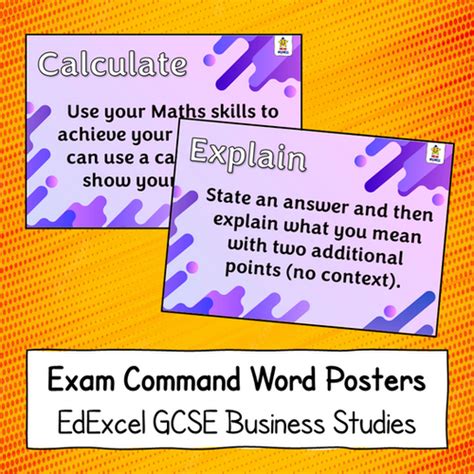 exam command word posters edexcel gcse business mean business