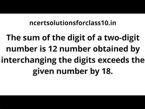 The Sum Of The Digit Of A Two Digit Number Is Number Obtained By