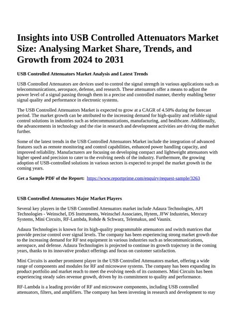 Reportprime Insights Into Usb Controlled Attenuators Market Size Analysing Market Share