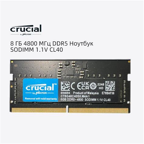 Модуль оперативной памяти Crucial Xyrd Ddr5 4800mhz Nb8 ГБ Ct8g48c40s5 купить по выгодной
