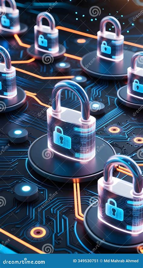 Cybersecurity Service Concept Of Motherboard And Padlocks Representing Cyber Protection And Data
