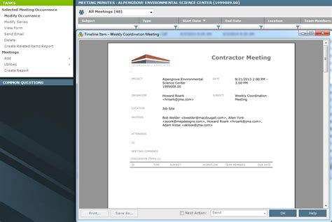 Print Meeting Minutes Newforma Project Center Help