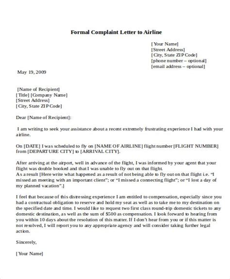 Formal Complain Letters
