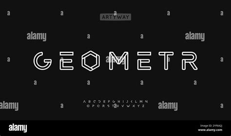 geometric outlined alphabet modular tech font wireframe font modern