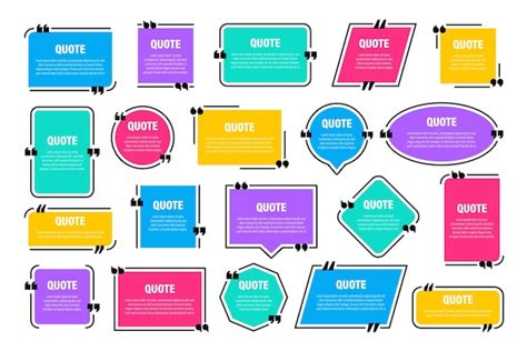 Premium Vector Set Of Colorful Isolated Quote Frames Speech Bubbles With Quotation Marks Blank