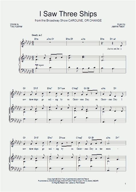 I Saw Three Ships Piano Sheet Music OnlinePianist
