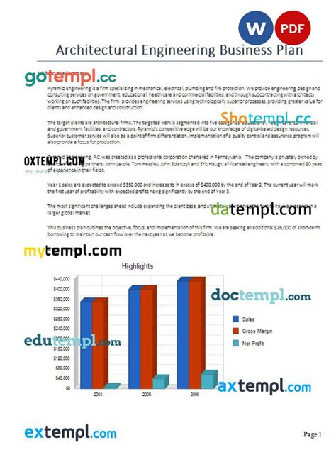 Free Architectural Engineering Business Plan Fake Template In Word And
