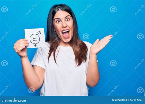 Young Beautiful Woman Asking For Sex Discrimination Holding Paper With
