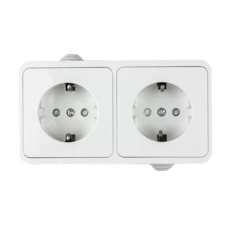 Розетка двойная накладная In Home Aqua 3123 с заземлением со шторкой ...
