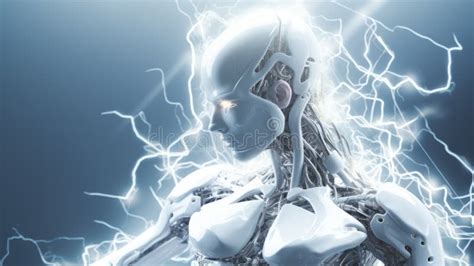 High Tech Robot With Energy In The Form Of Lightning Ai Stock Image Image Of Future Virtual