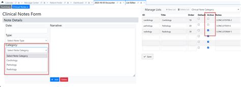 Bug Clinical Note Category Does Not Respect Active Setting · Issue