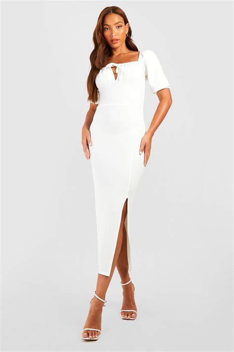 Tall Puff Sleeve Sweetheart Midaxi Dress Boohoo Uk