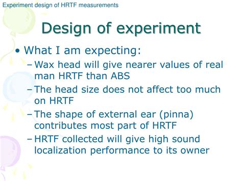 Ppt Ear And Head Dimensions Measurement And Experiment Design Of Hrtf