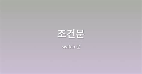 조건문 Switch 문 230419~20