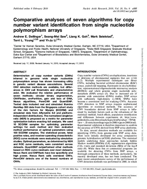 Pdf Comparative Analyses Of Seven Algorithms For Copy Number Variant Identification From
