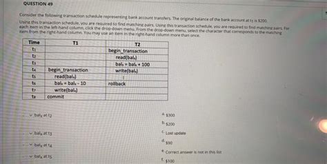 Solved Question 49 Consider The Following Transaction