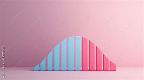 Symmetrical Normal Distribution Graph On Pink Background Stylized Normal Distribution Graph With