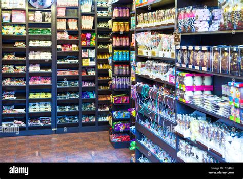 Interior Of Old Fashioned Candy Store Or Sweet Shop Showing Display