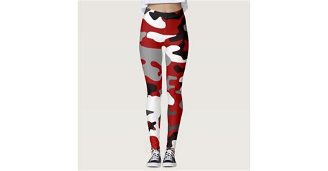 Black Gray And Red Camouflage Grapic Design 019 Leggings Zazzle