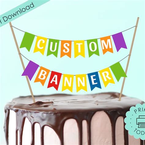 Personalized Birthday Banner Cake Topper Etsy