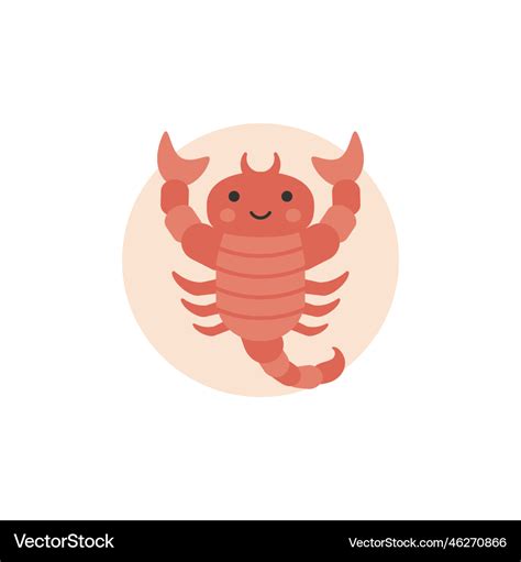 Scorpio Cute Zodiac Sign Round Royalty Free Vector Image