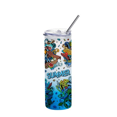 25oz750ml Glass Skinny Tumbler With Plastic Slide Lid Frosted