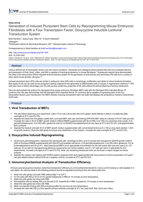 Pdf Generation Of Induced Pluripotent Stem Cells By Reprogramming