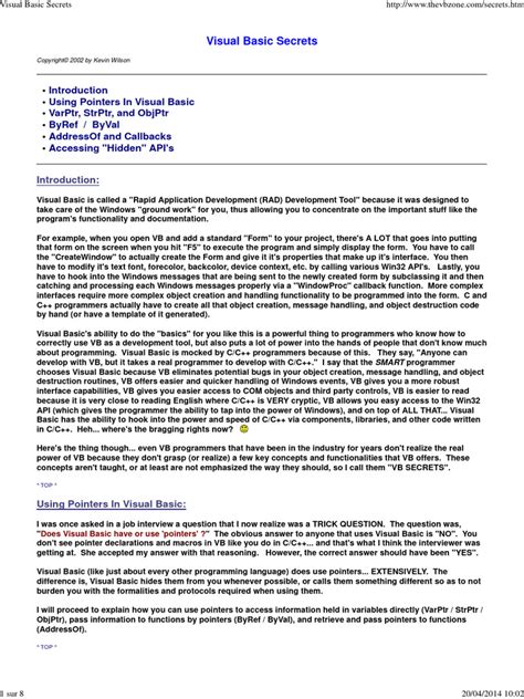 Visual Basic Secrets Pdf Pointer Computer Programming C