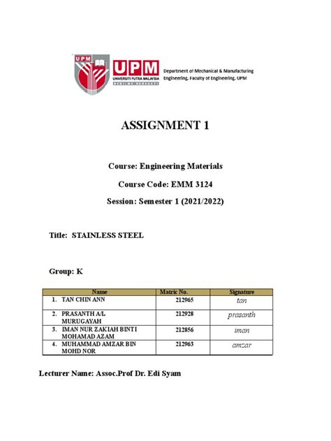 G11andk Material Assignment 1 220119 200237 Pdf Stainless Steel