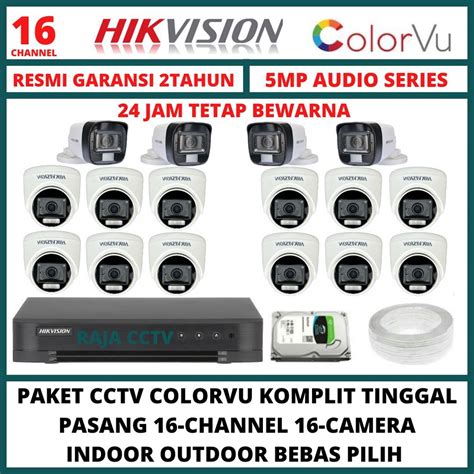 Jual PAKET CCTV HIKVISION 5MP COLORVU 16 CHANNEL 16 CAMERA TURBO HD 3K