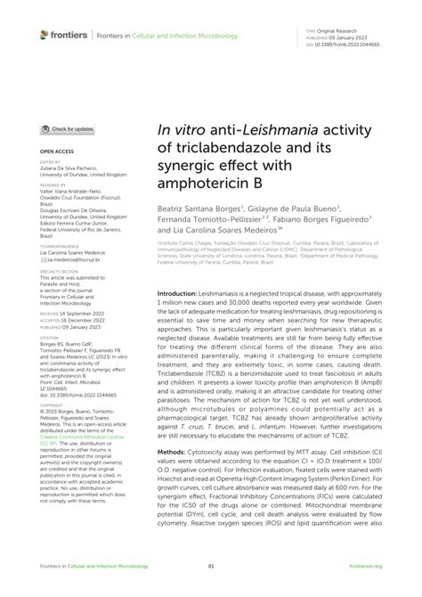 Pdf In Vitro Anti Leishmania Activity Of Triclabendazole And Its