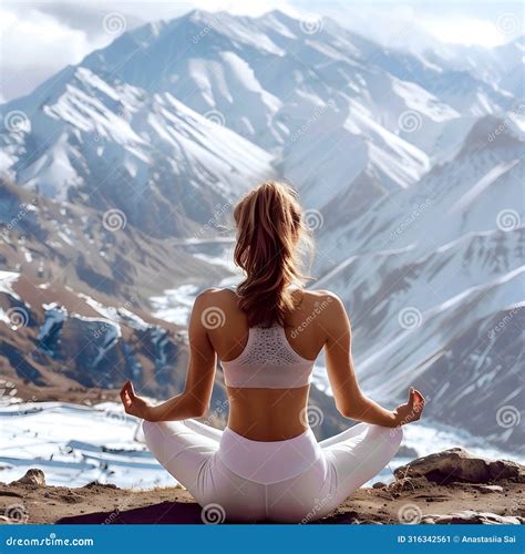Girl Back View Doing Yoga In Nature Stock Illustration Illustration Of Caucasian Outside