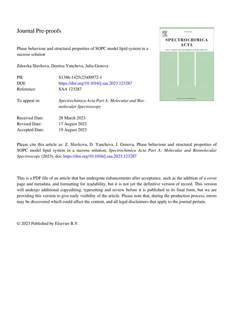 Pdf Phase Behaviour And Structural Properties Of Sopc Model Lipid System In A Sucrose Solution