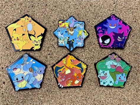 Pokemon Evolution Chart Complete Set Of 6 Custom 3 Inch Enamel Etsy In 2022 Pokemon